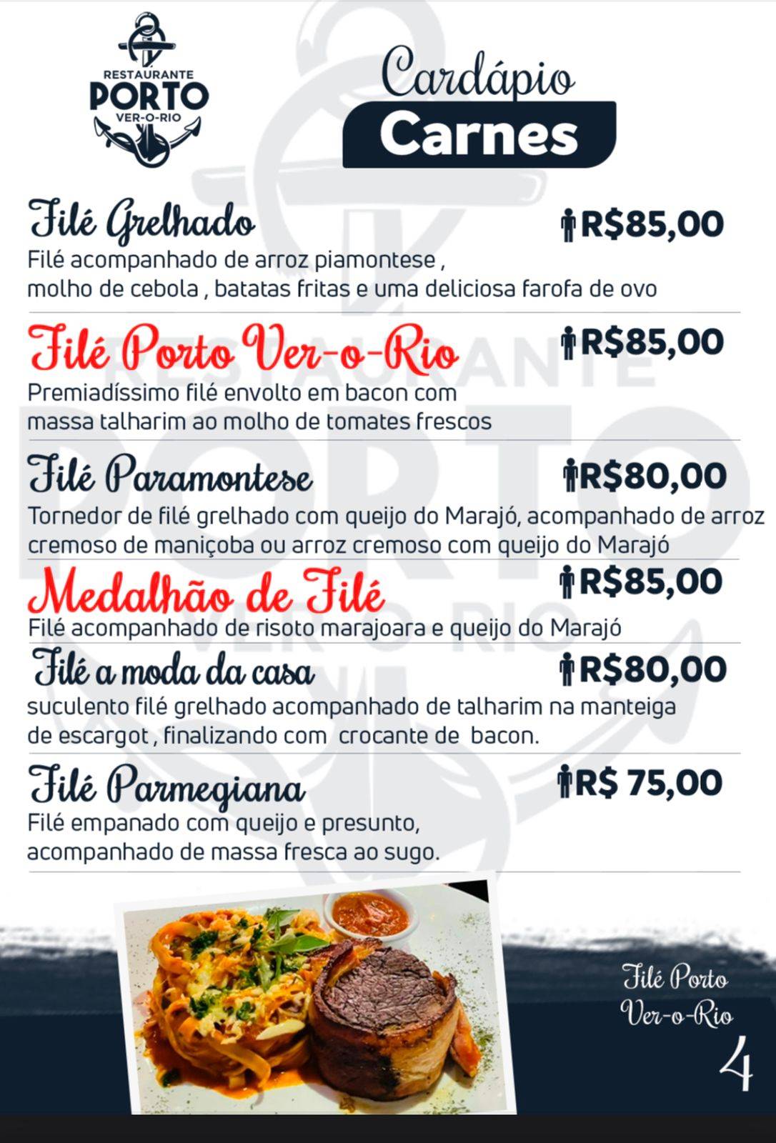 Menu em Porto Ver-o-Rio restaurante, Belém