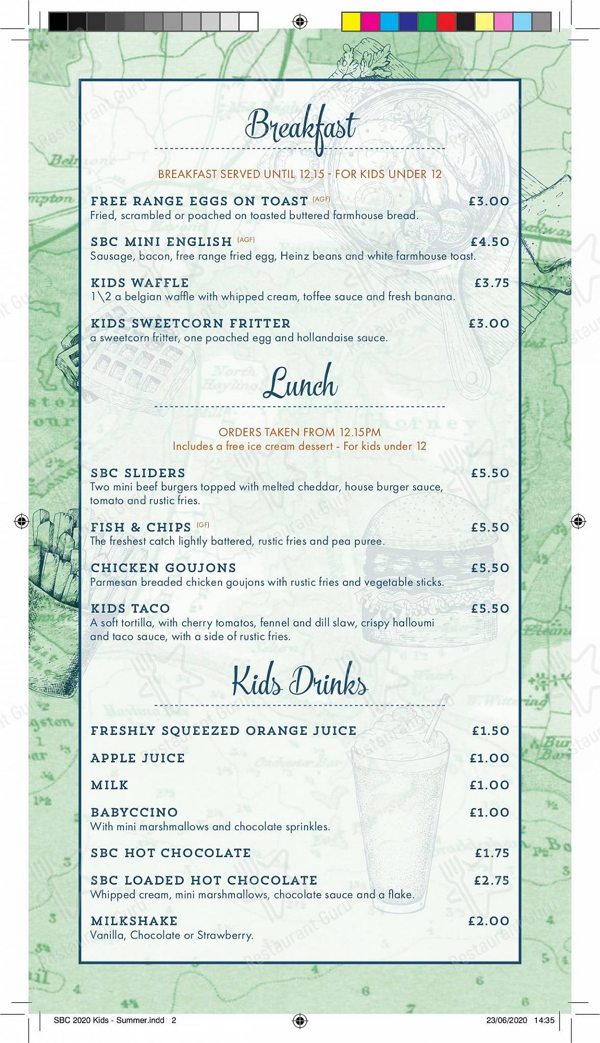 Menu at Southsea Beach Cafe, Portsmouth