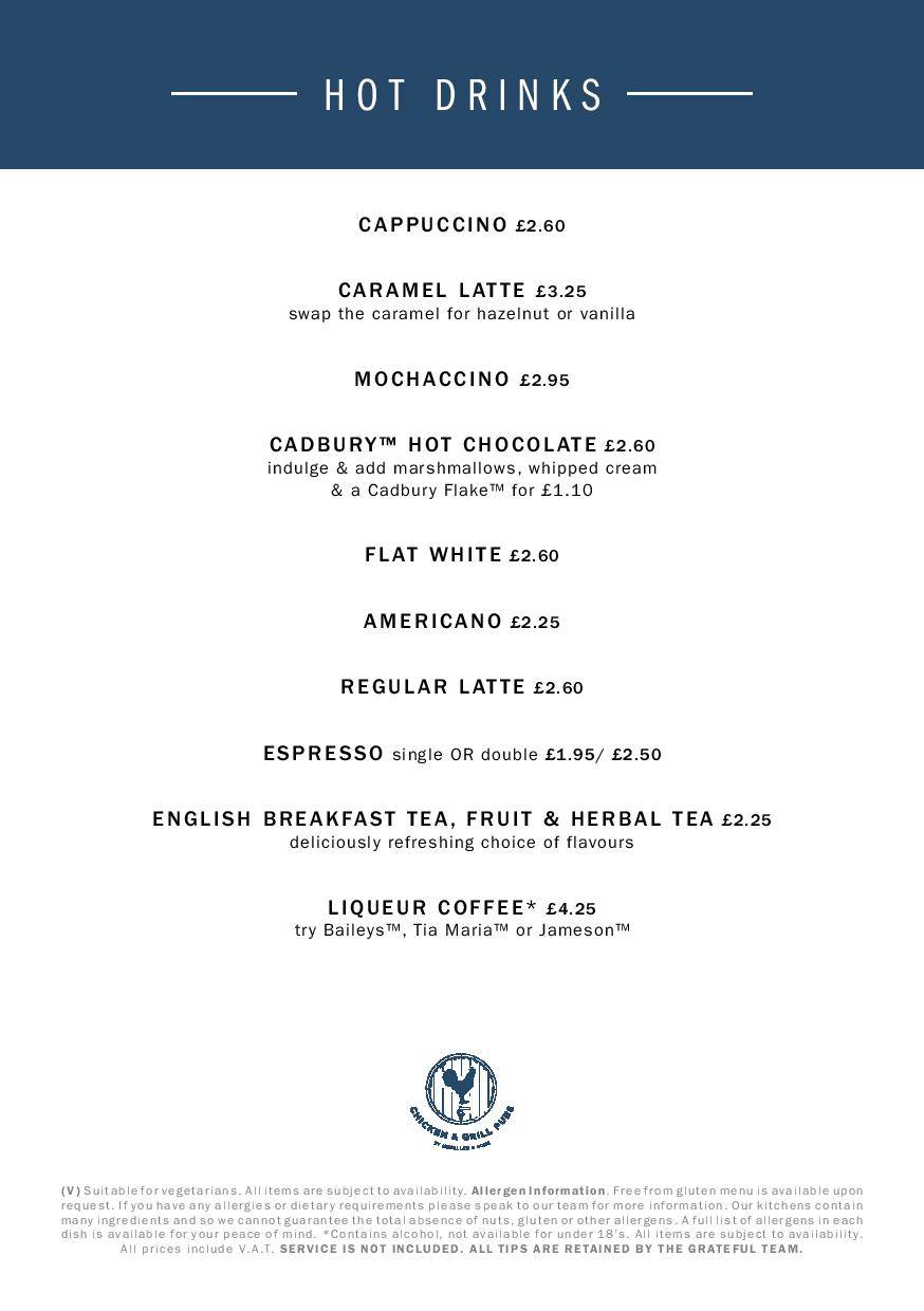 Menu at Prince George pub & bar, Milton Keynes