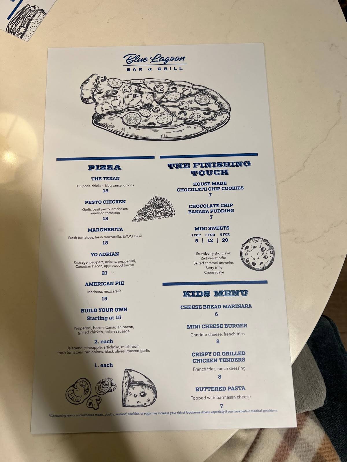 Carta de Blue Lagoon Bar & Grill, Texas City