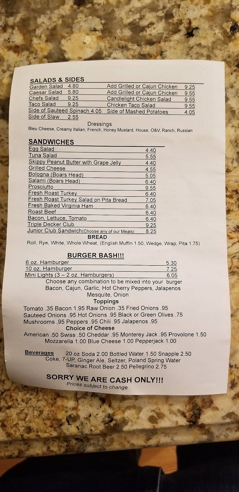 Menu at Candlelight Inn pub & bar, Scarsdale