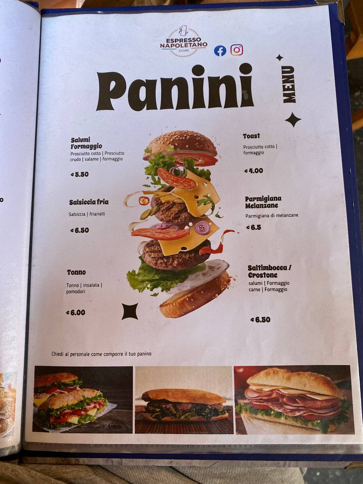 Menu da Espresso Napoletano SpaccaNapoli pub & bar, Napoli