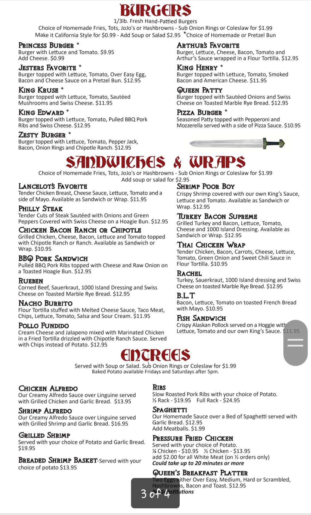 Menu at Osakis Pub, Osakis