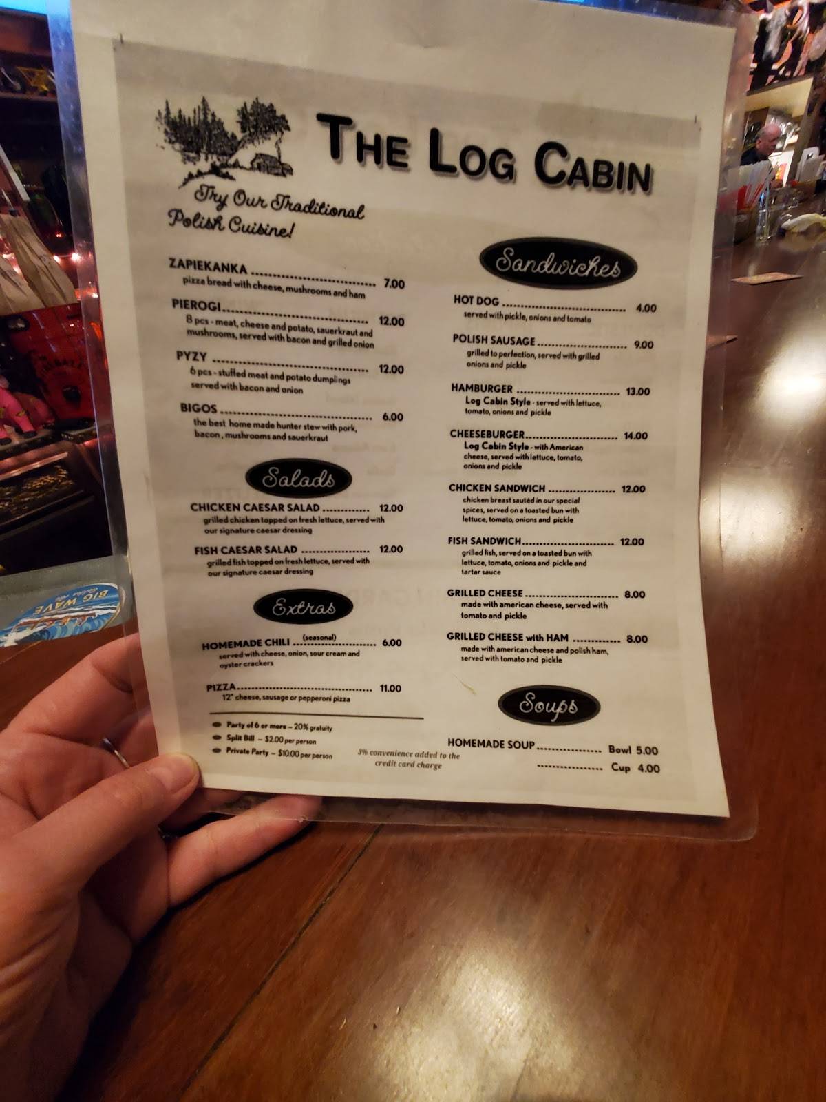 Menu at Log Cabin Bar, Des Plaines
