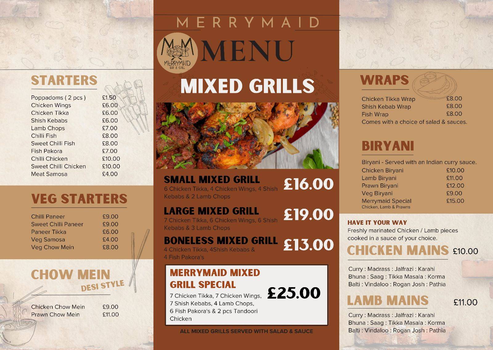 Menu at Merrymaid Bar and Grill, Birmingham
