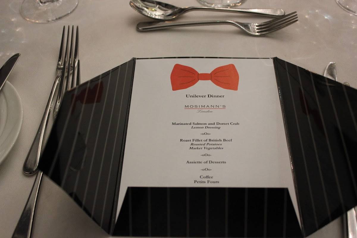Menu at Mosimann's pub & bar, London