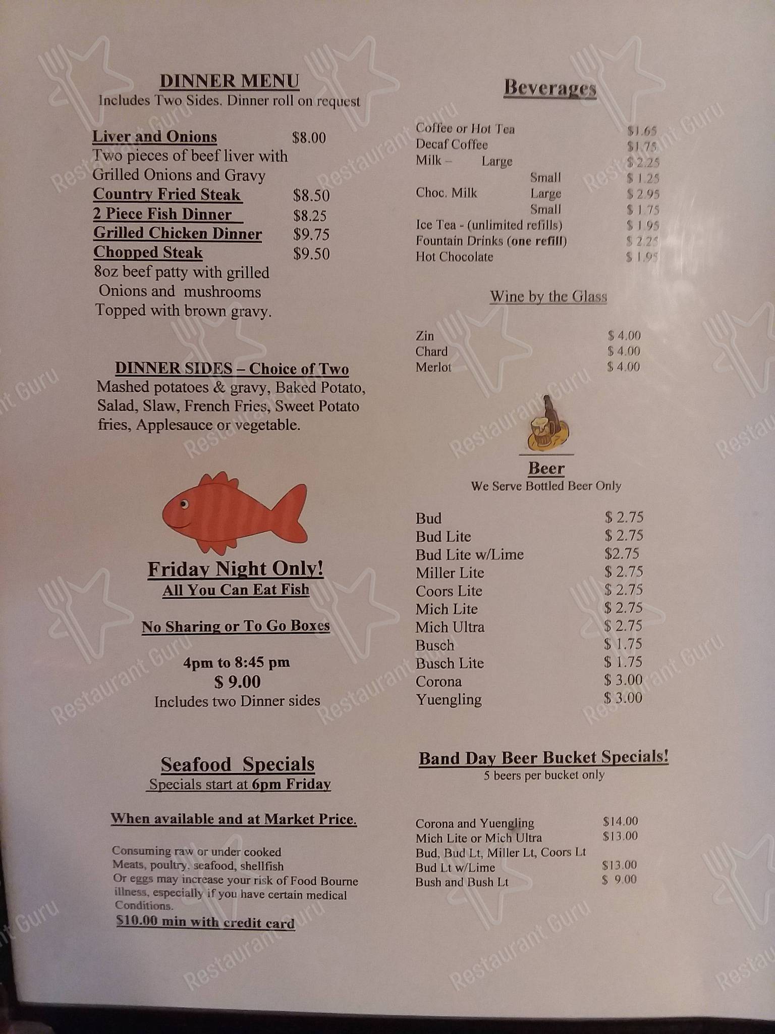Menu at The New Riverside Restaurant, Nobleton