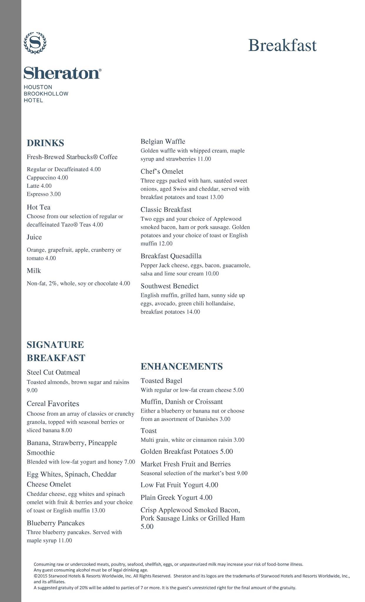 Menu at Sheraton Houston Brookhollow Hotel pub & bar, Houston