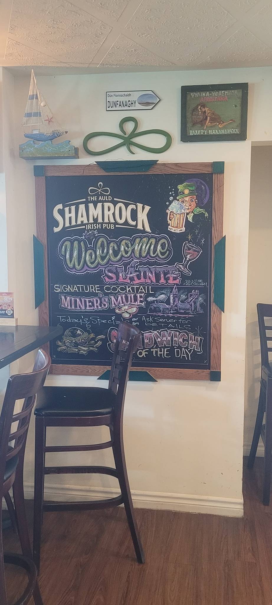 Menu at The Auld Shamrock pub & bar, Dominion
