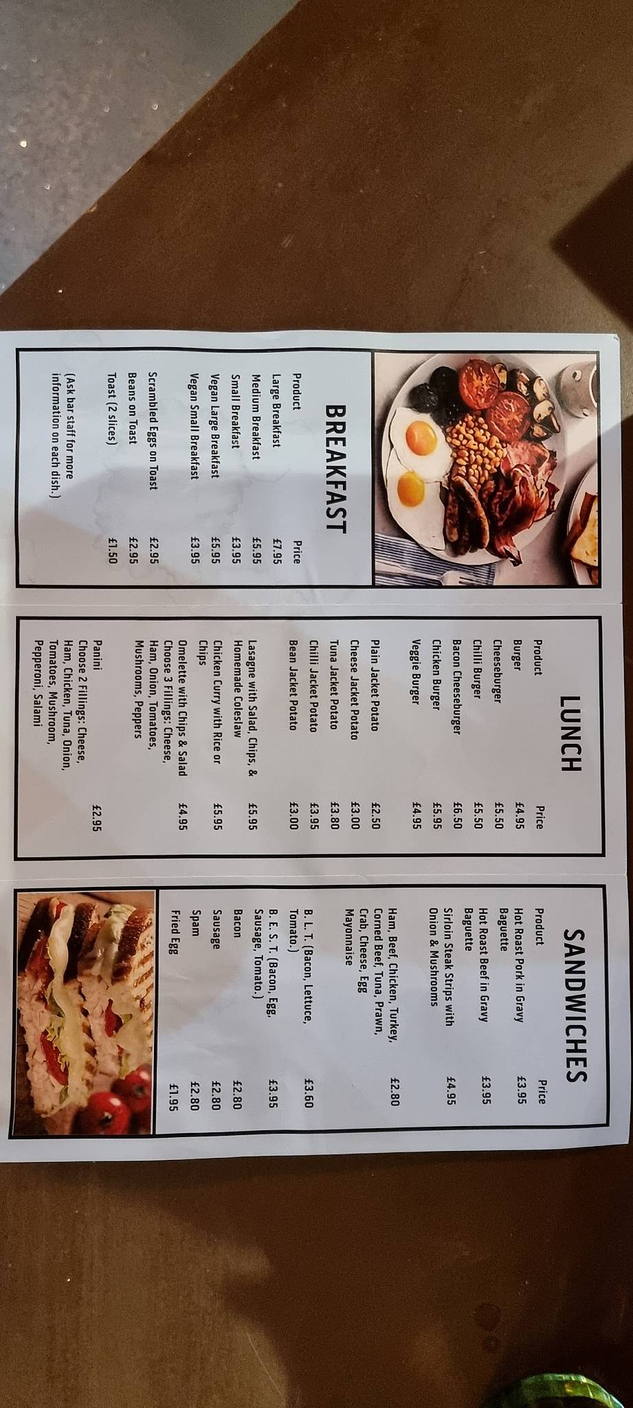 Menu at The Crooked Clock pub & bar, Leeds, 1 Sussex Ave