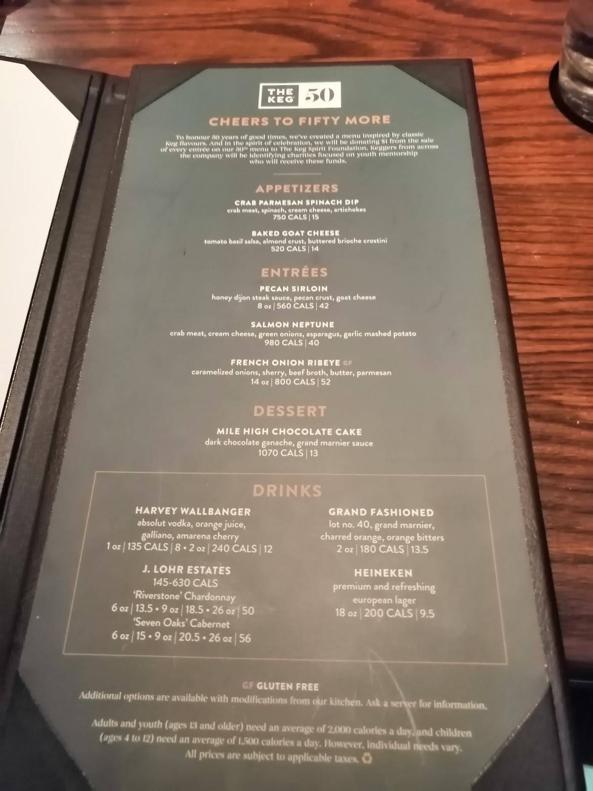 Menu at The Keg Steakhouse + Bar - Waterloo, Waterloo