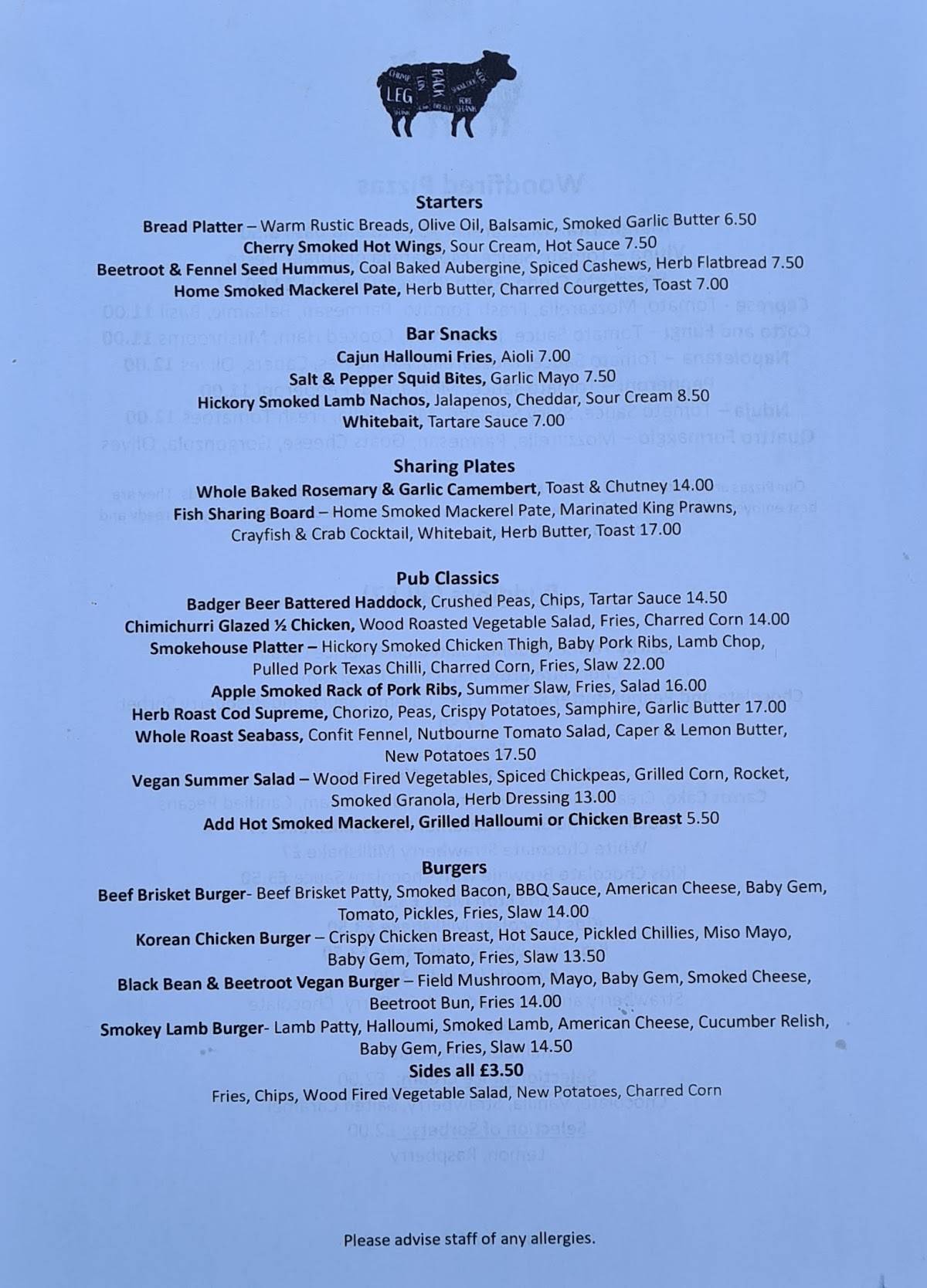 Menu at The Lamb Inn pub & bar, Chichester