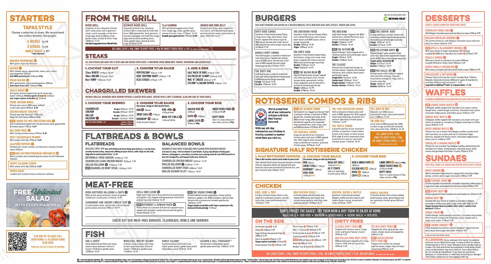 Menu at The Lion Pub, Llansantffraid-ym-Mechain
