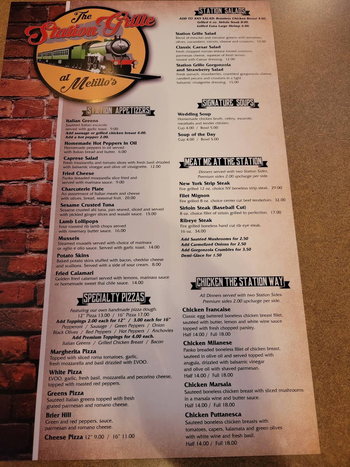 Menu at The Station Grille at Melillo’s pub & bar, Lowellville, 300 E ...