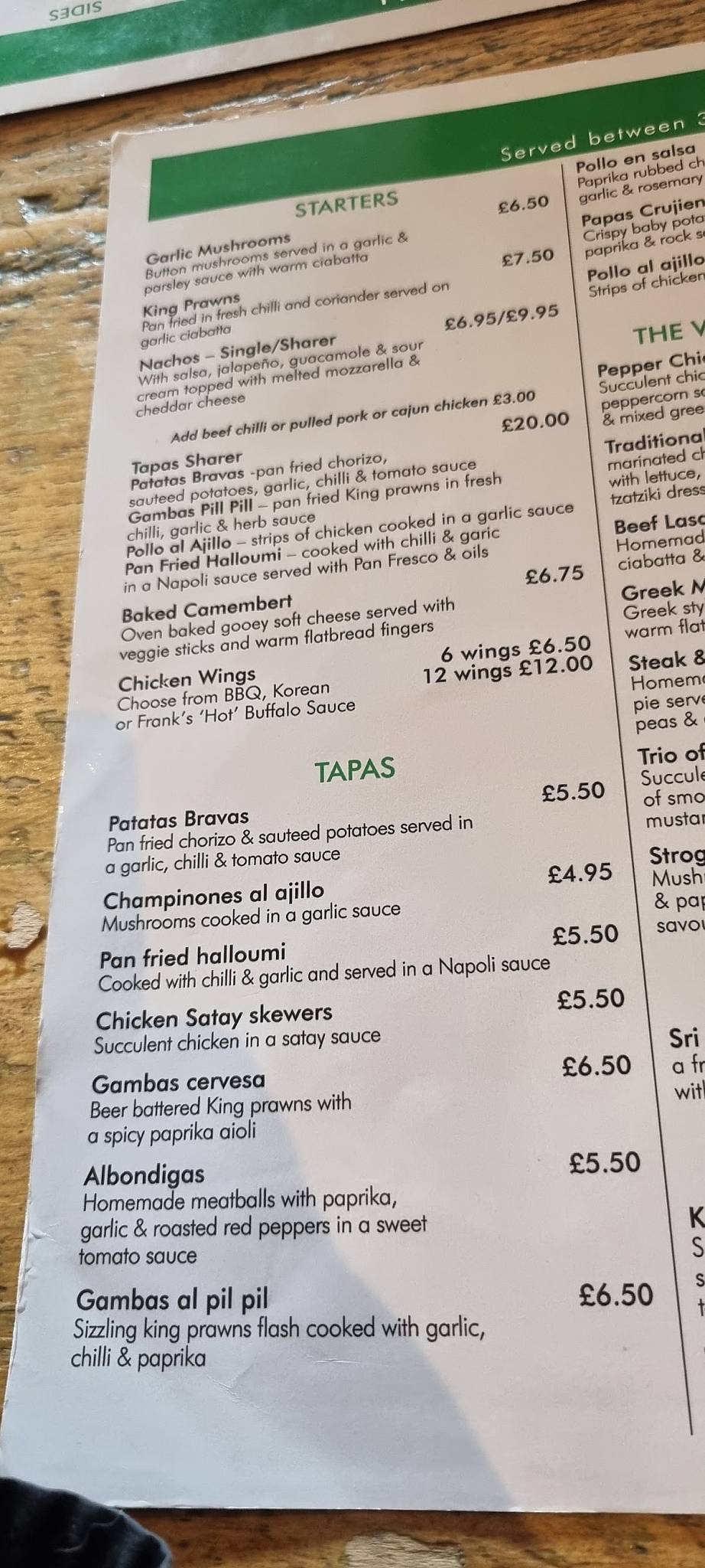 Menu at The Village Green Cafe Bar, Hull