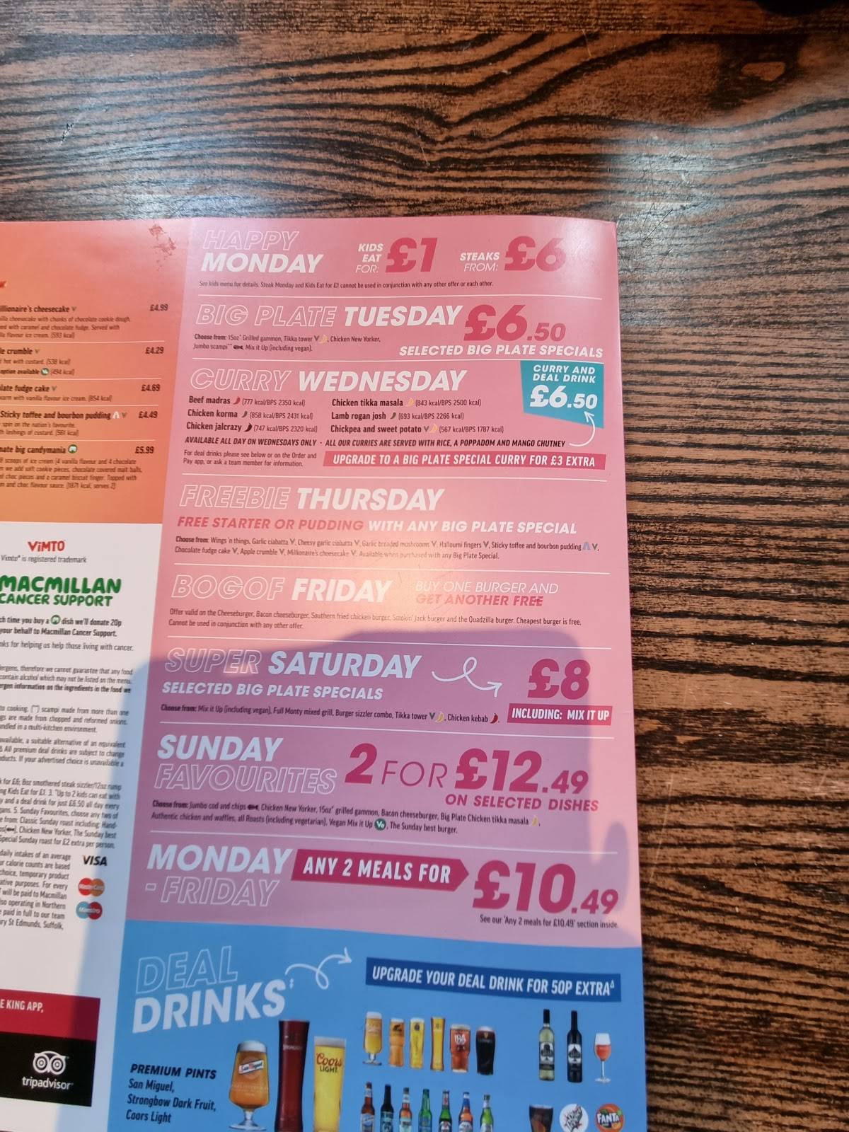 Menu at Wellow pub & bar, Cleethorpes