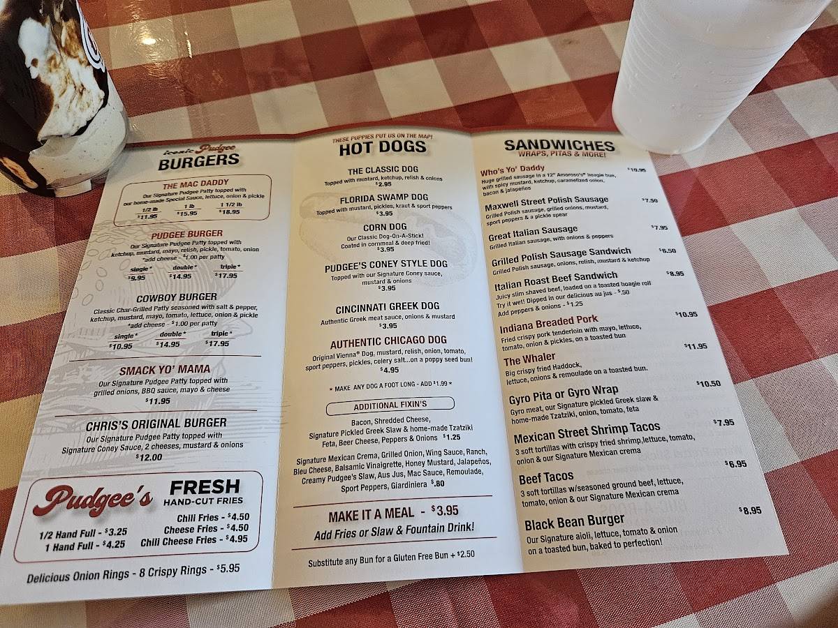 Menu at Pudgee's Eatery and Market restaurant, Floral City