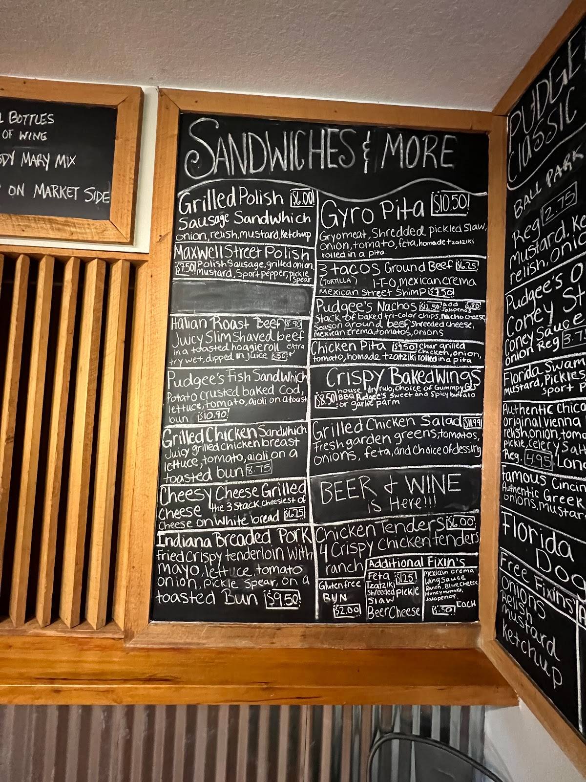 Menu at Pudgee's Eatery and Market restaurant, Floral City