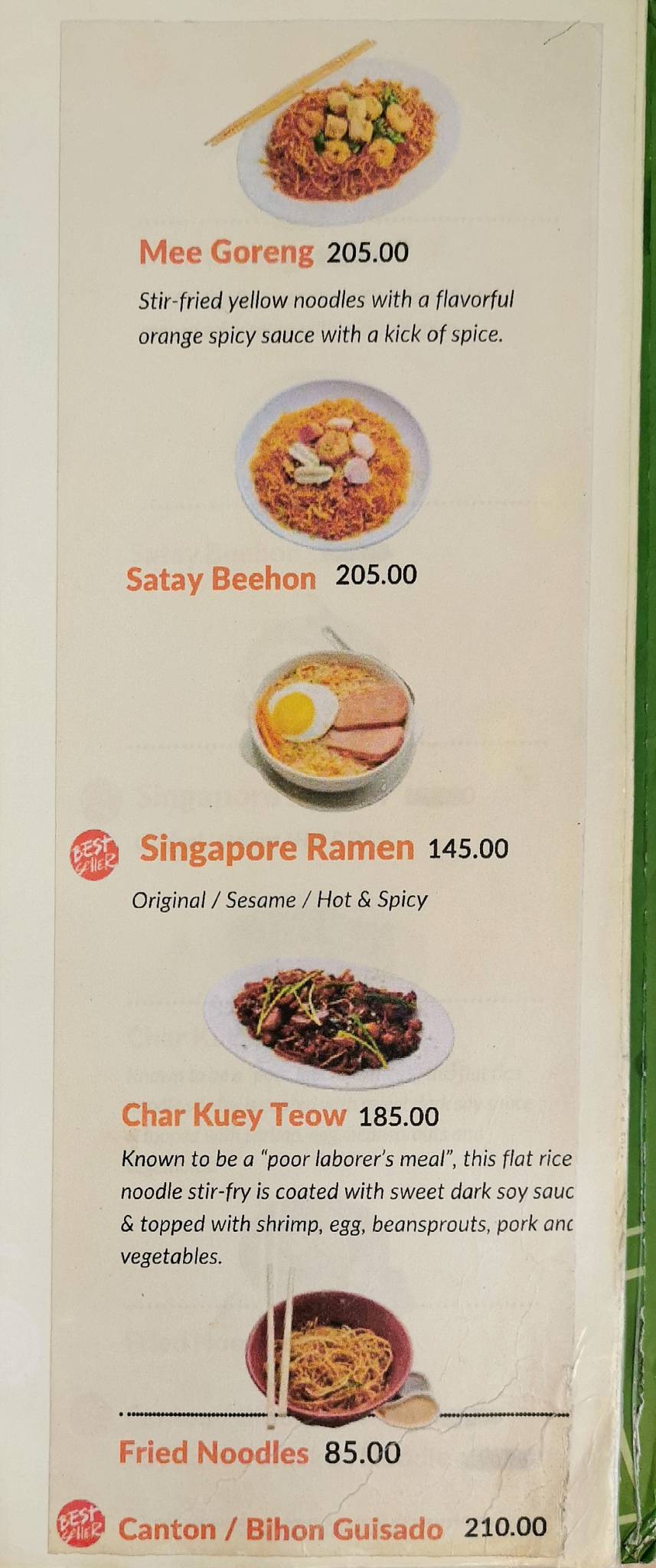 Menu at Bugis Singapore Street Food restaurant, Quezon City, 78 Nicanor ...