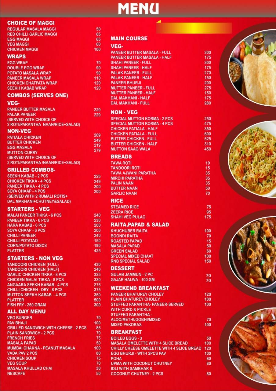 Menu at RNB Resto Cafe, Gurugram