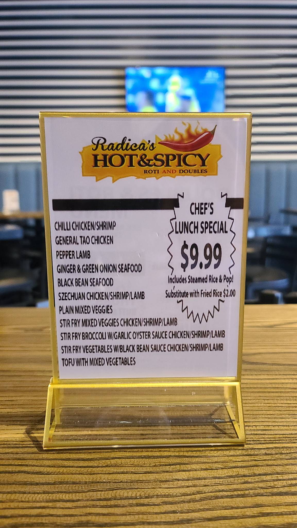 Menu at Radica’s Hot & Spicy restaurant, Brampton, 263 Queen St E Unit#3