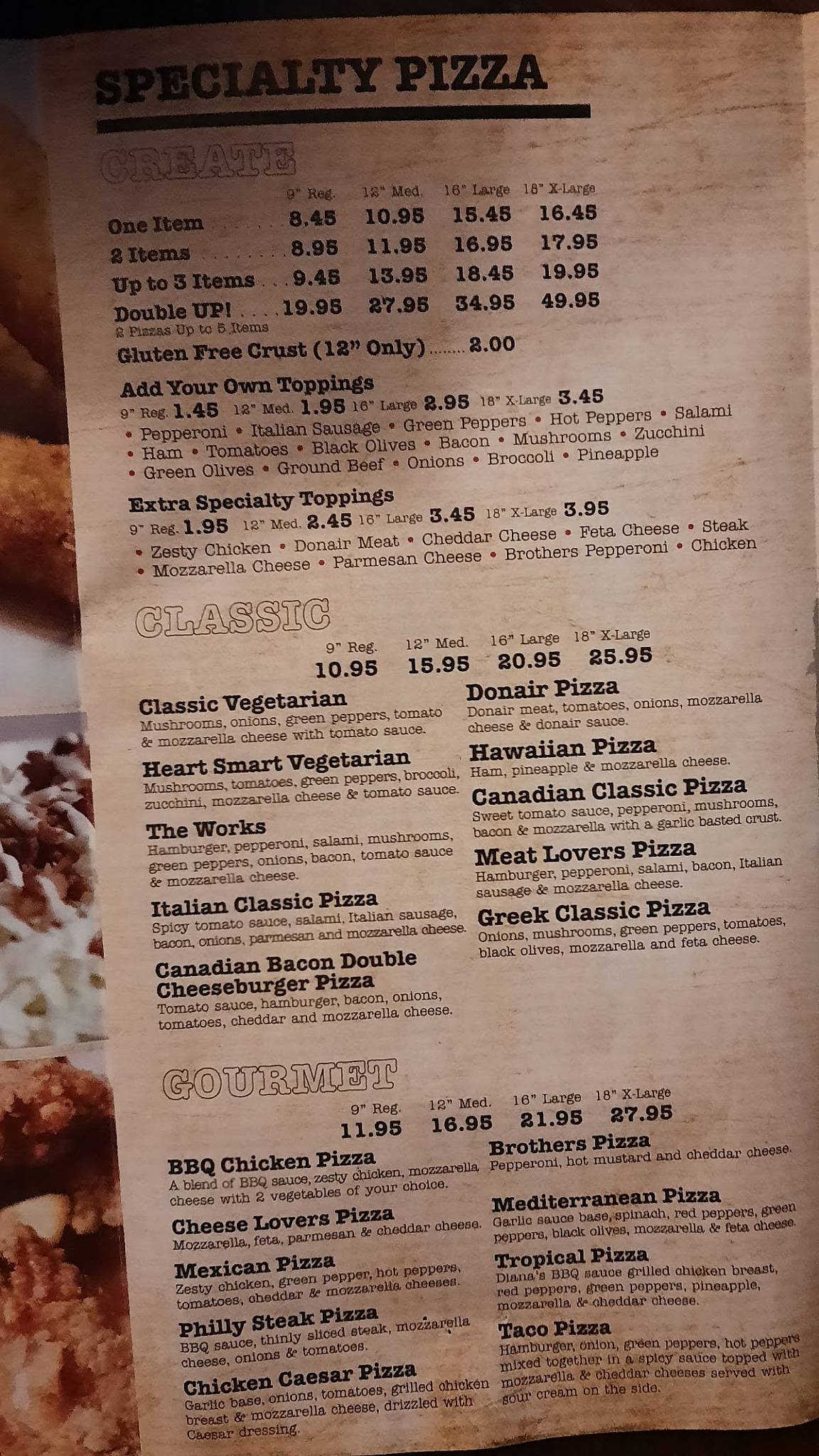 Menu at Randy's Pizza & Donair pizzeria, Lower Sackville