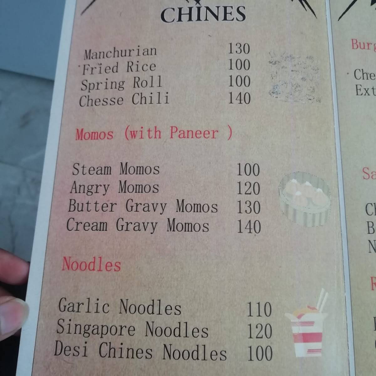 Menu at Rap chole khass, Paonta Sahib