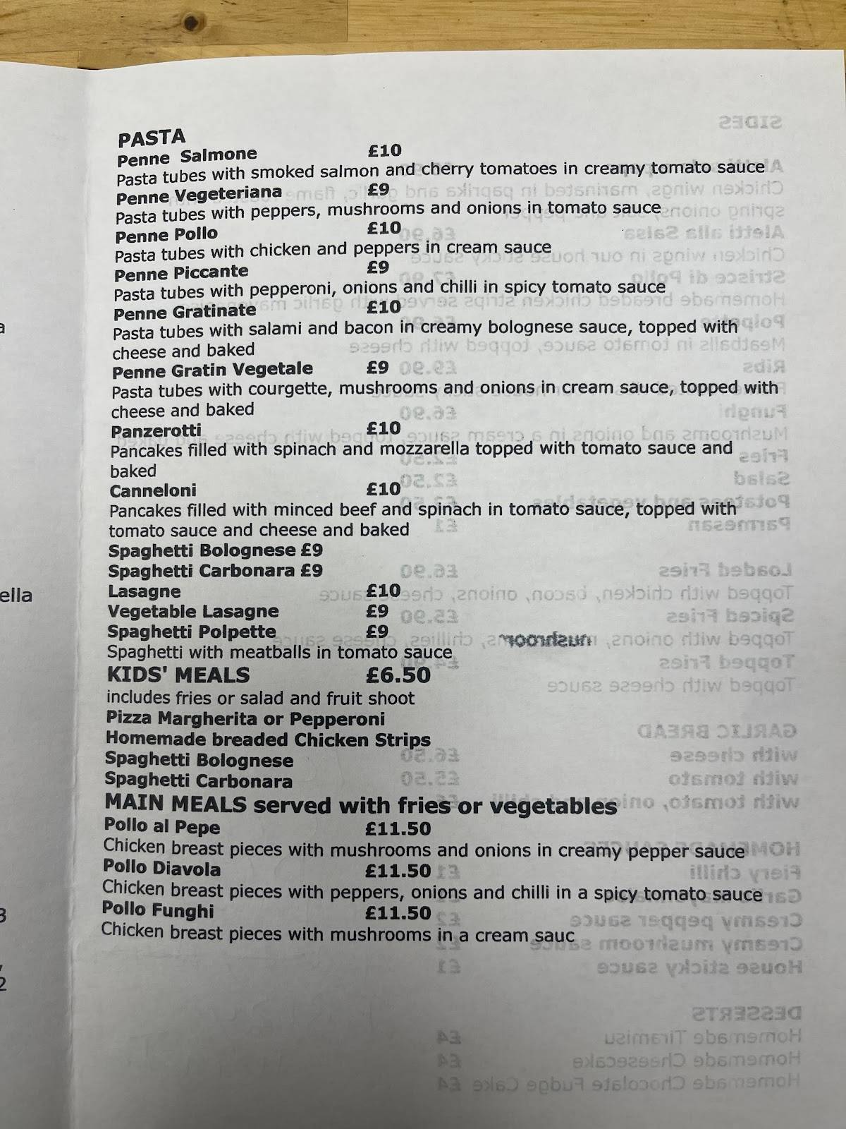 Menu at Nino’s Takeaway restaurant, Rawtenstall