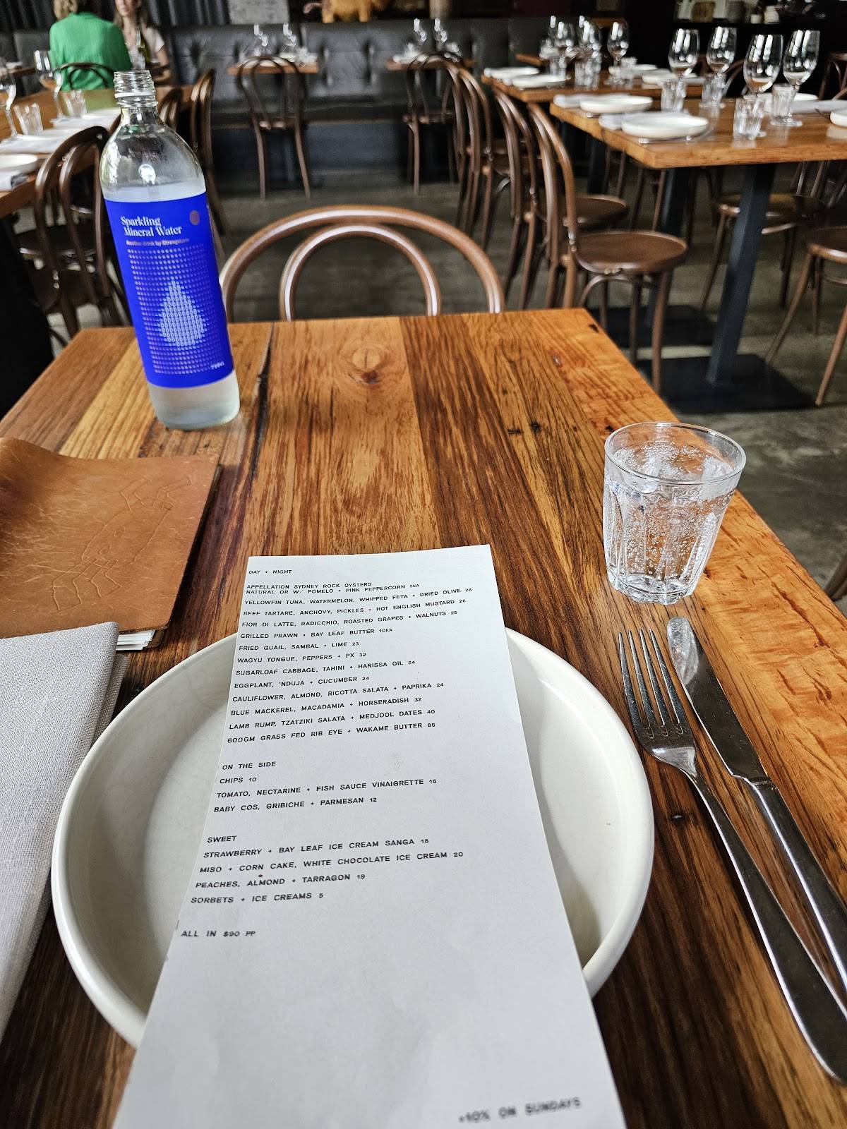 Menu at Rebel Rebel restaurant, Canberra