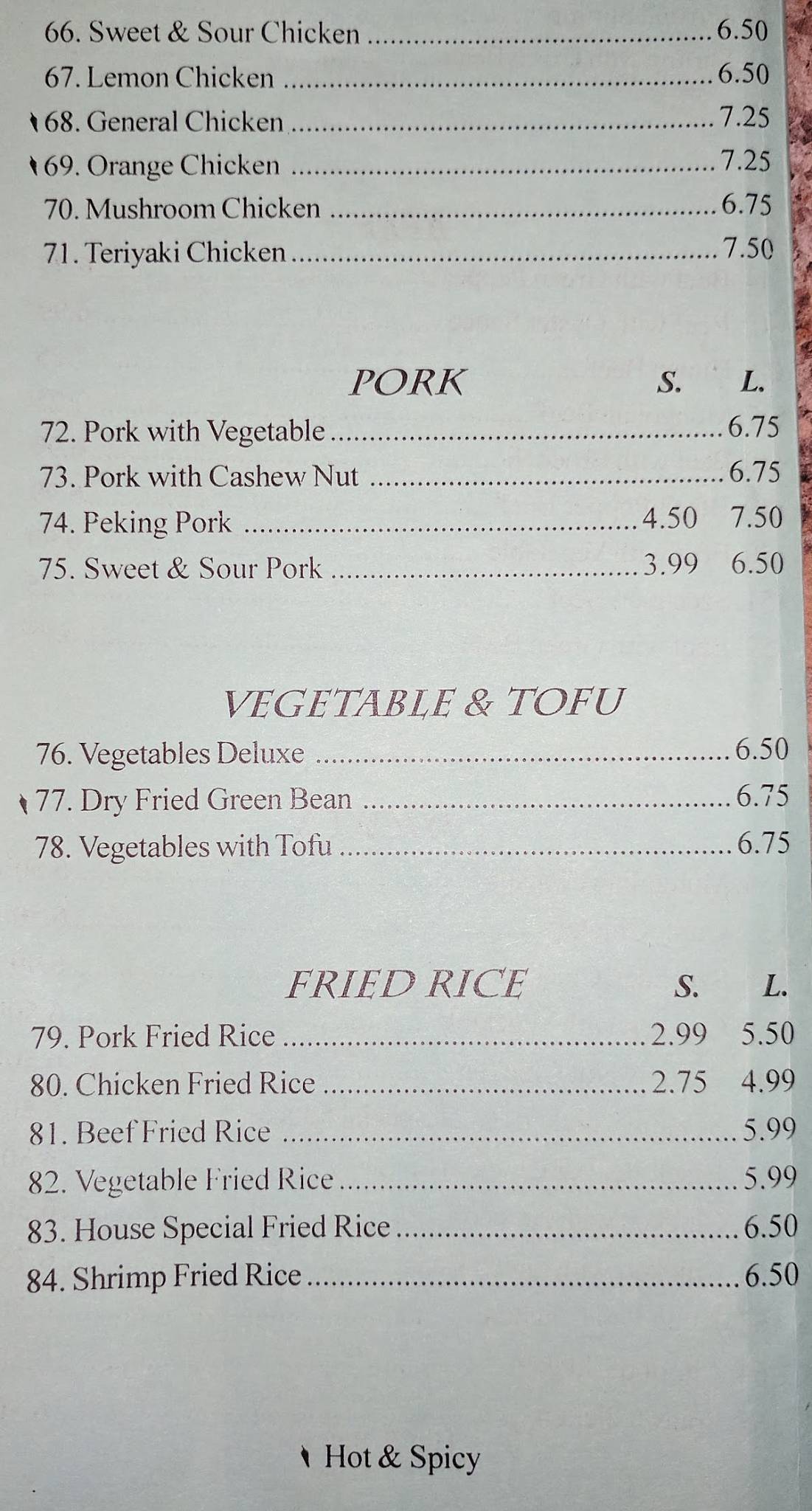 Menu at Maple Gardens restaurant, Red Bluff