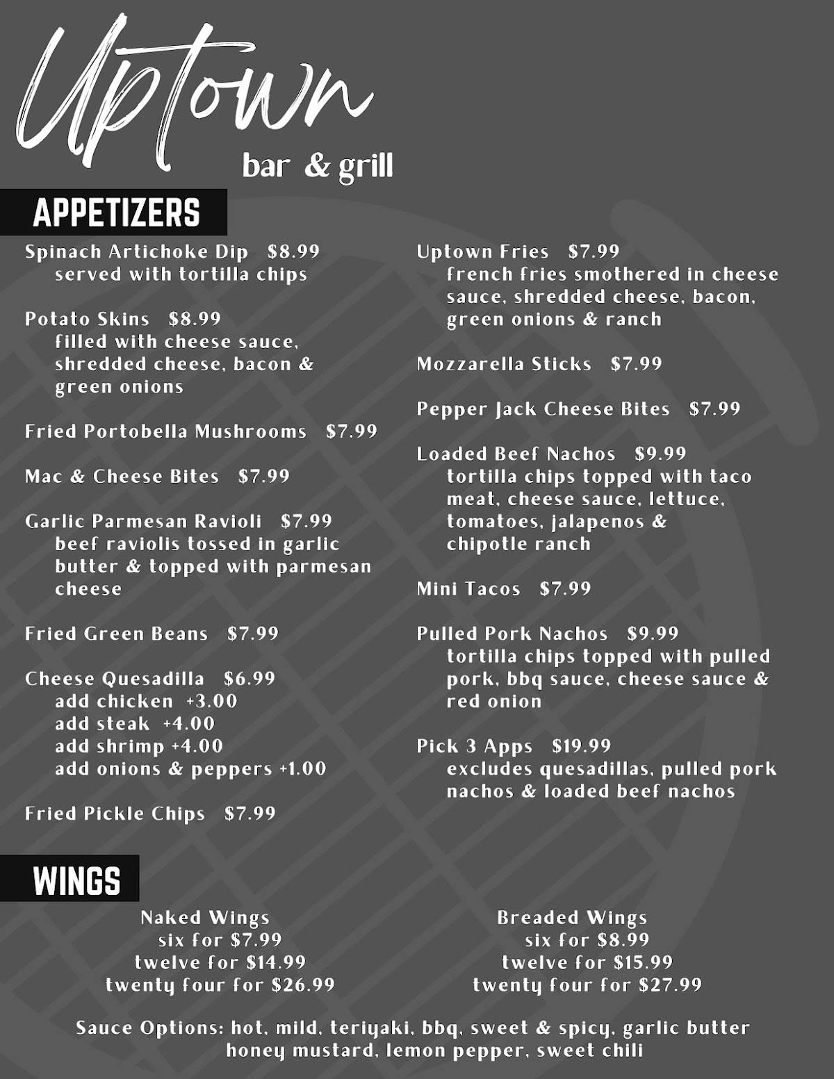 Menu at Uptown Bar & Grill, Red Bud