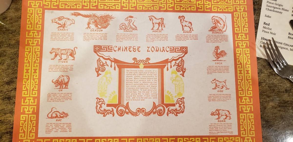 Menu at Red Chopstick restaurant, Sedona, 111 Bell Rock Plaza