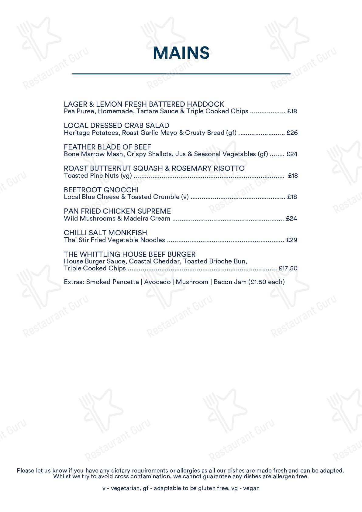 Menu at The Red Lion Inn pub & bar, Alnmouth