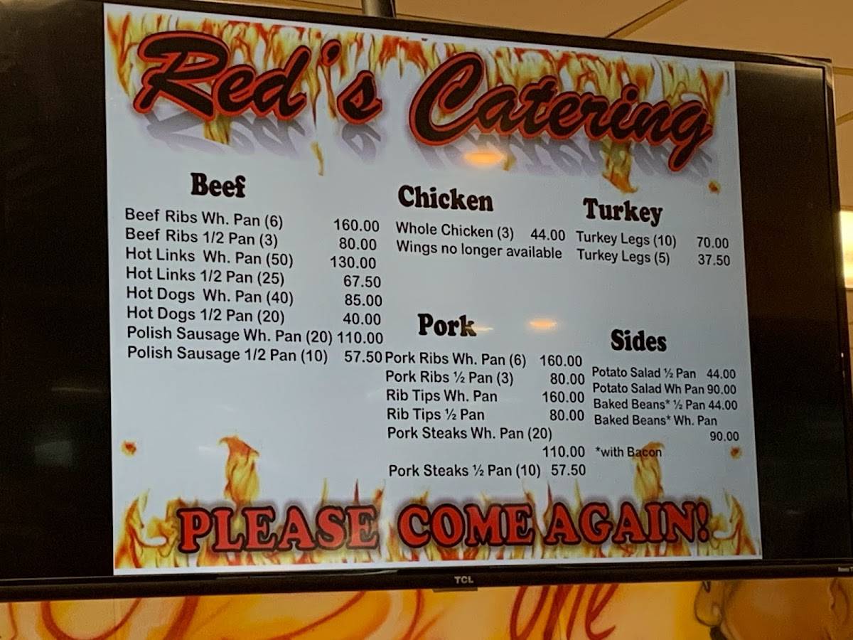 Menu at Red's The One And Only BBQ, Ferguson