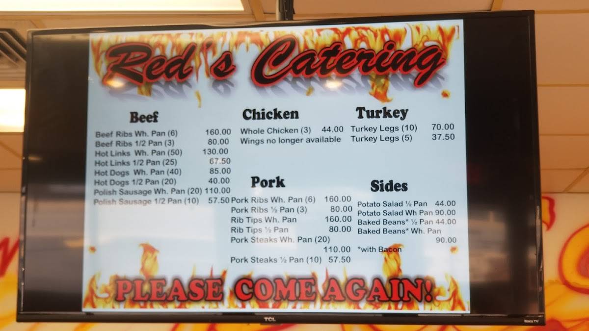 Menu at Red's The One And Only BBQ, Ferguson