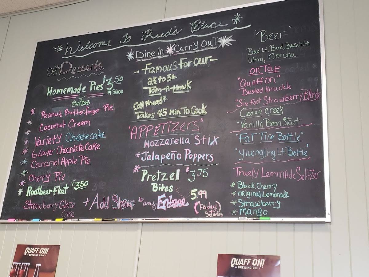 Menu at Reed’s Place: Steak and Chop Shop steakhouse, Seymour
