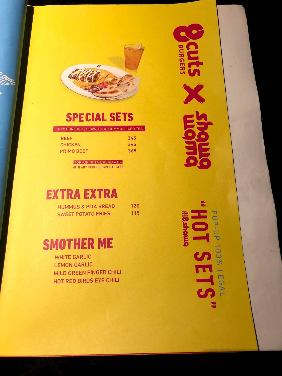 Menu at 8 Cuts Burger Salcedo restaurant, Makati, 1227 Metro Manila