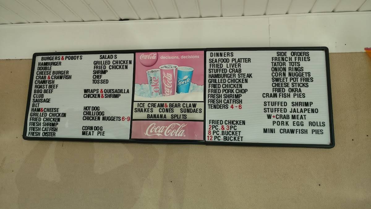 Menu at A-Bear's Diner restaurant, New Iberia