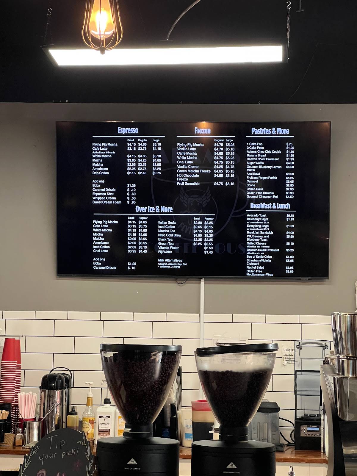 Menu at Adams Flying Pig restaurant, Wheelersburg