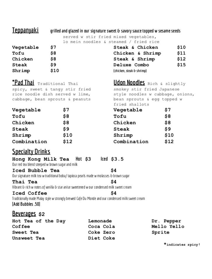 Menu at Ah Mah & Son Asian Eatery restaurant, Crossville