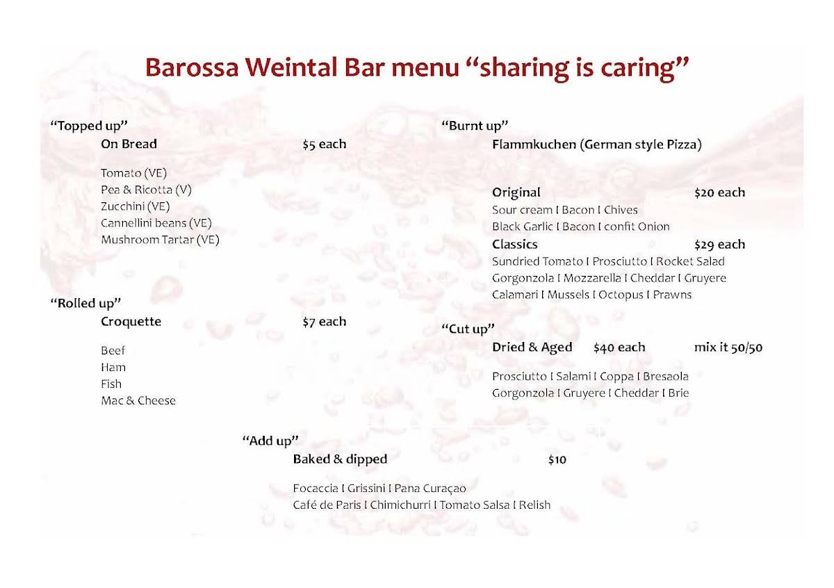 Menu at Angus & Co. Barossa, Tanunda