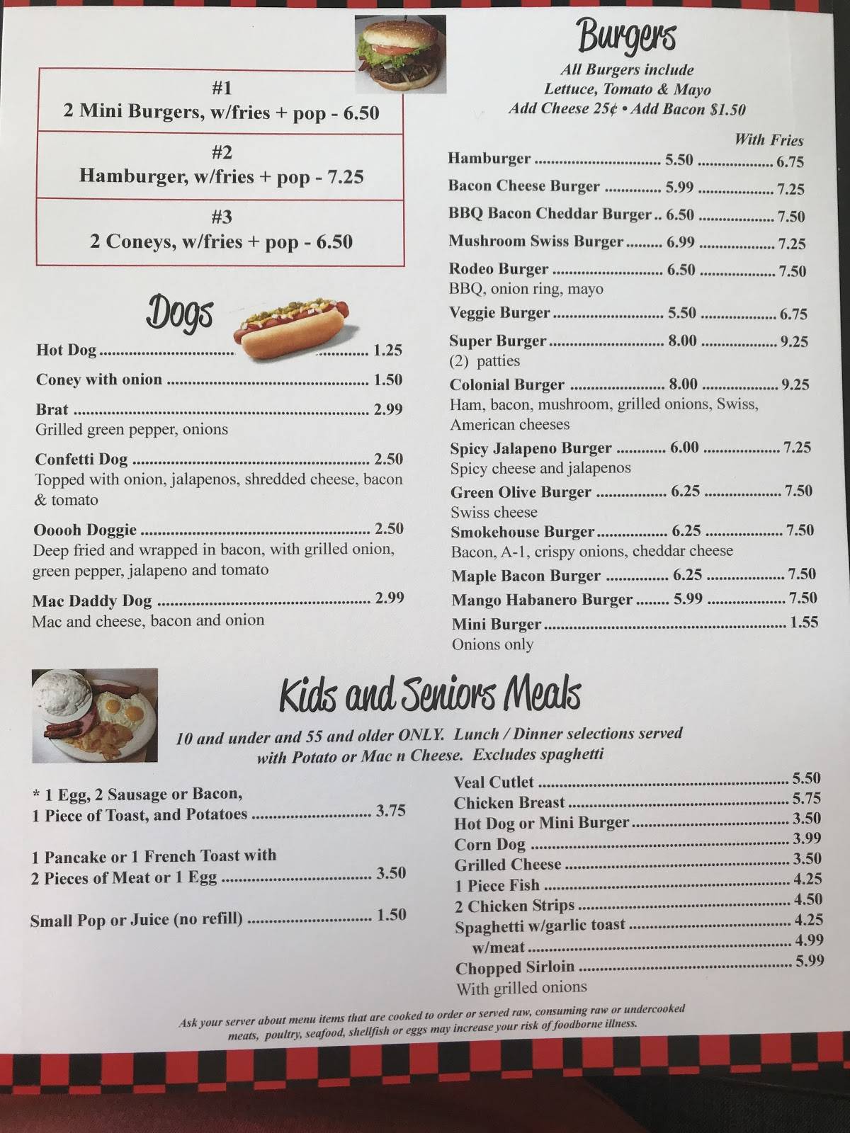 Menu at Anne's Diner restaurant, Port Huron