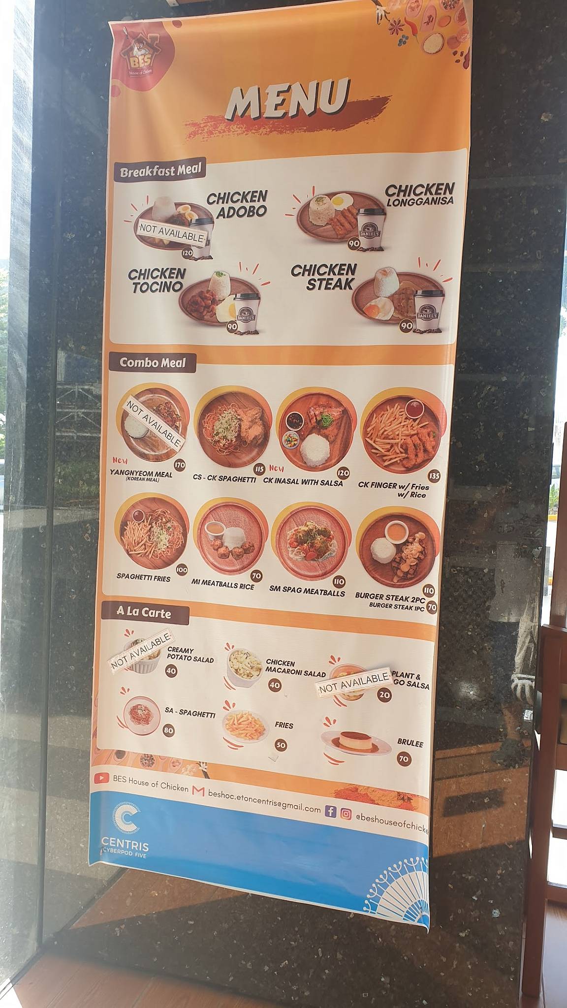 Menu at BES House of Chicken/ SALUT Restautrant restaurant, Quezon City