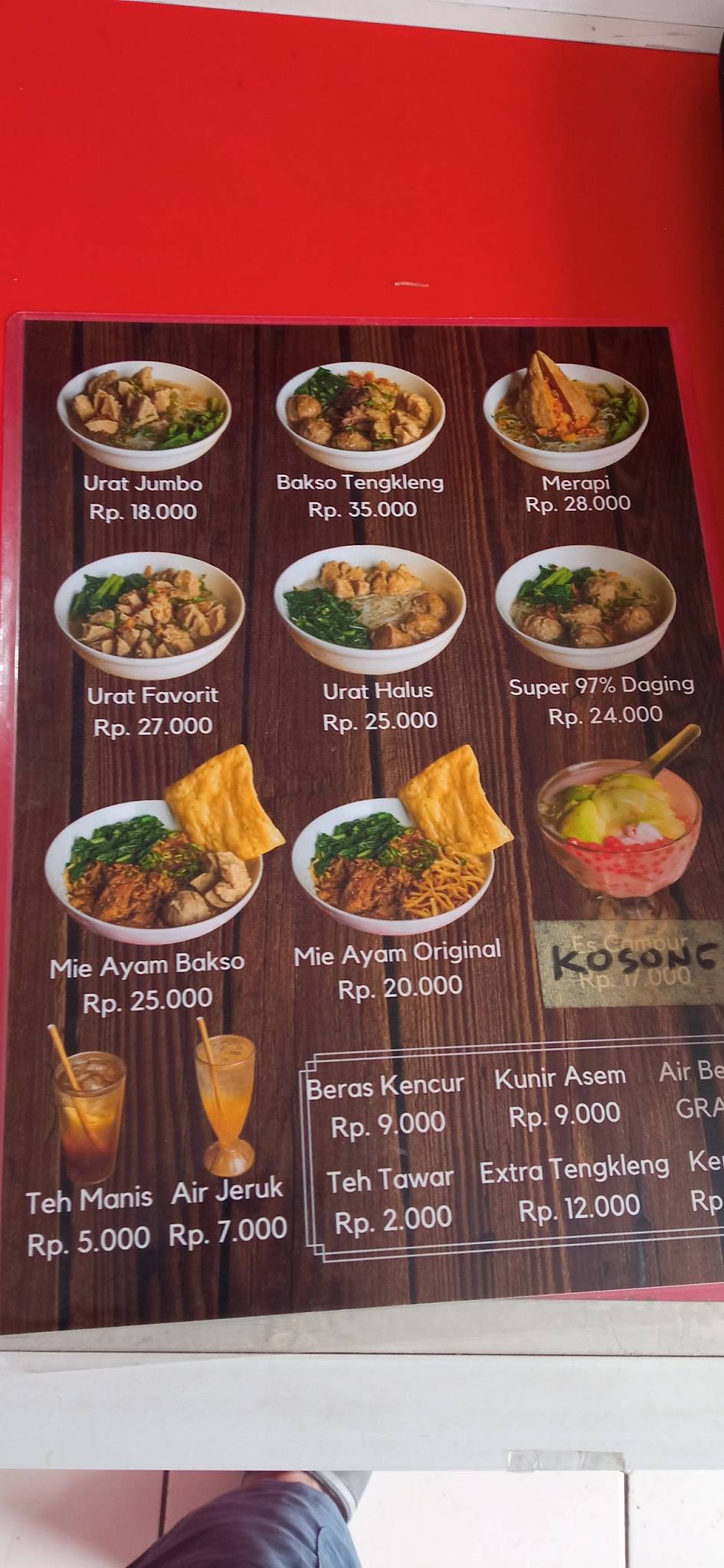 Menu at Bakso Tengkleng Mas Bambang Soreang restaurant, Bandung