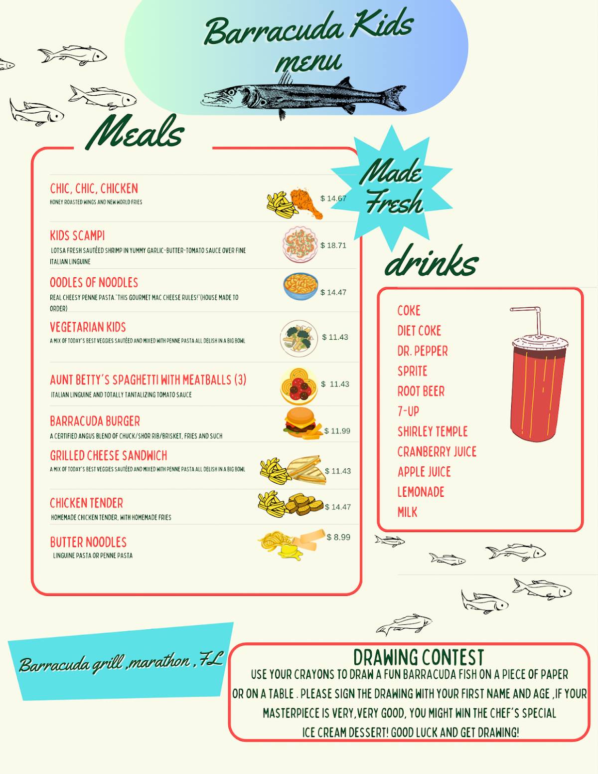 Menu at Barracuda Grill, Marathon