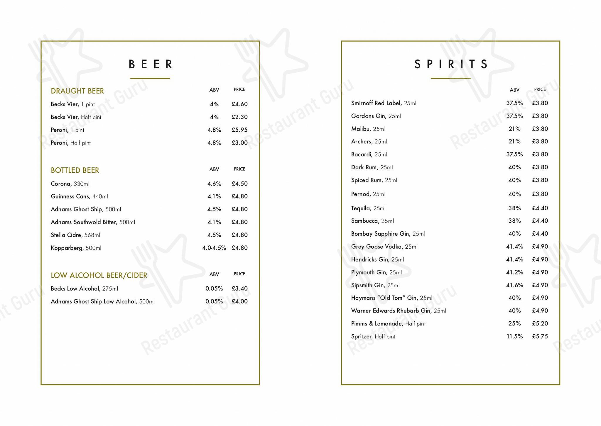 Menu at Bartellas Restaurant, Ingatestone
