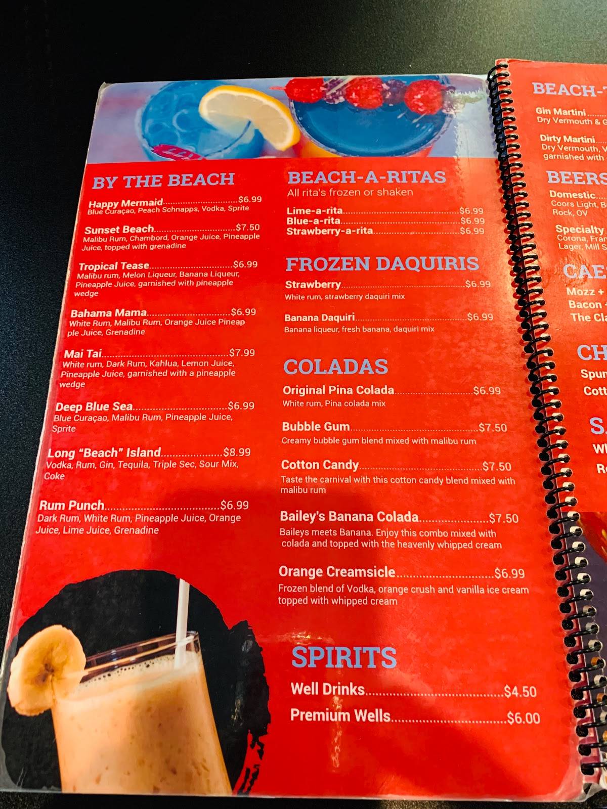 Menu at Beach House Grill restaurant, Kingsville