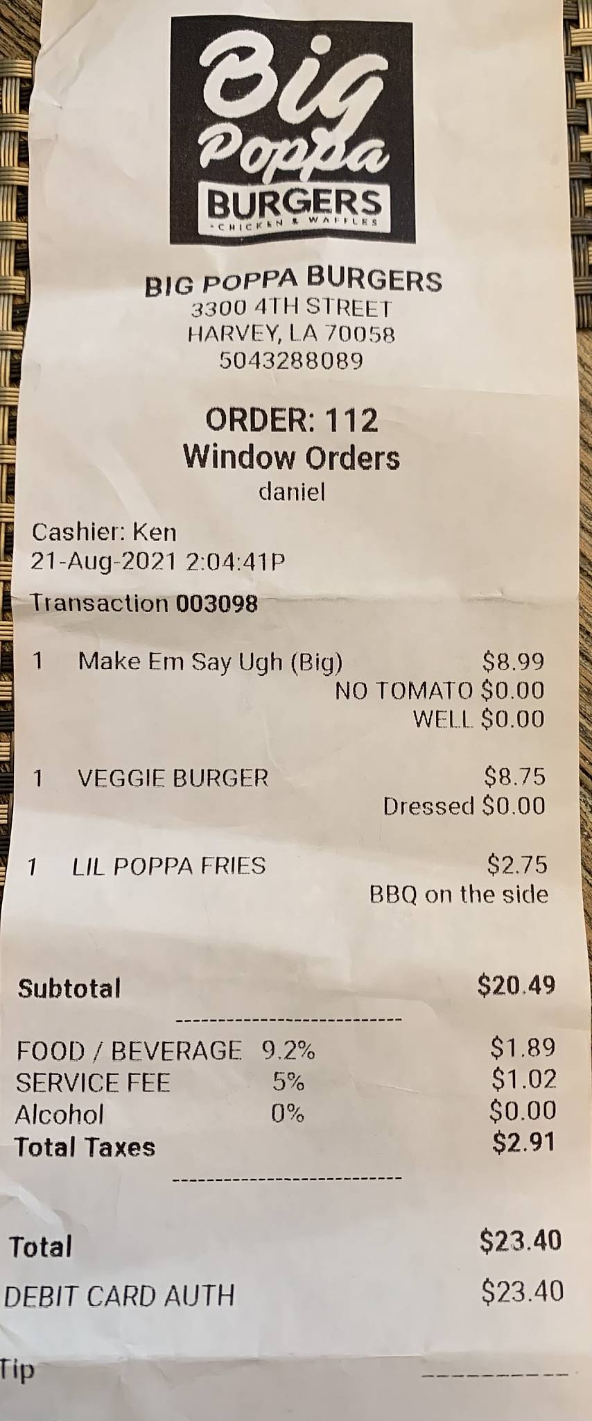 Menu at Big Poppa Burgers Chicken & Waffles restaurant, Harvey