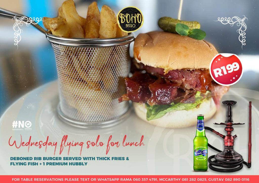 Menu at Boho Bistro restaurant, Bloemfontein