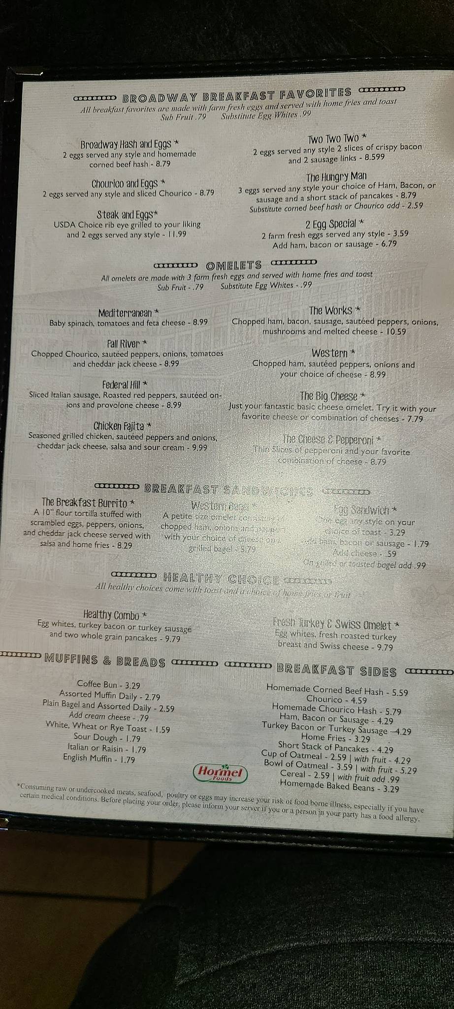 Menu at Broadway Diner restaurant, East Providence, 446 N Broadway